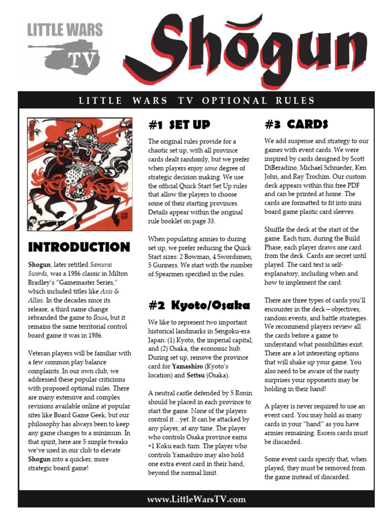 Shogun Optional Rules | PDF