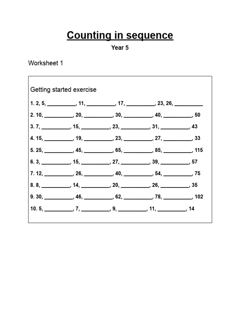 Counting in sequence worksheet1 | PDF