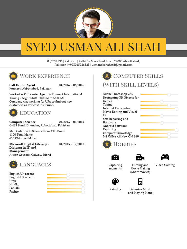 Syed Usman Ali Shah: Computer Skills (With Skill Levels) Work Experience | PDF