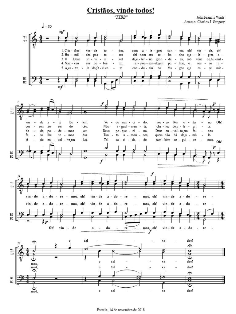 Cristãos, Vinde Todos! - TTBB | PDF