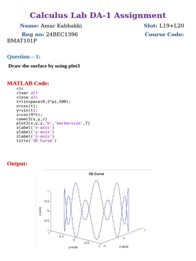 Calculus DA-1 Assignment | PDF