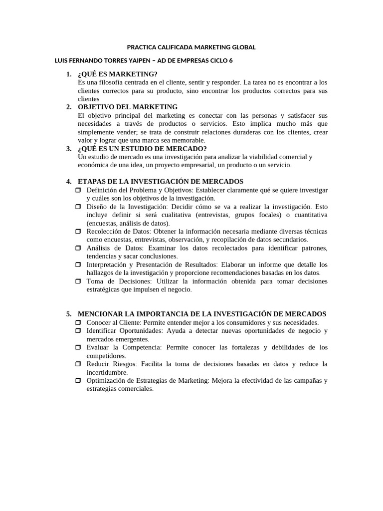 PRACTICA CALIFICADA - MARKETING GLOBAL LUIS FERNANDO TORRES YAIPEN AD ...