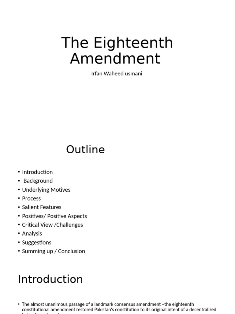 18th Amendment | PDF