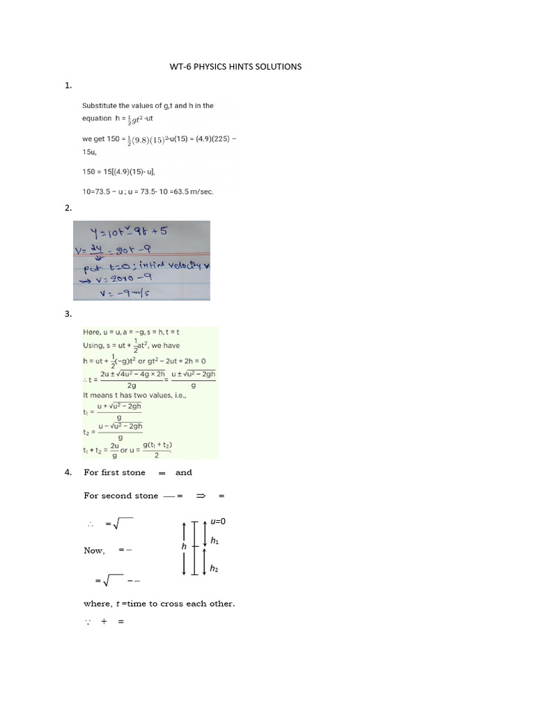 Xi Neet WT - 06 Physics Hints & Solutions | PDF