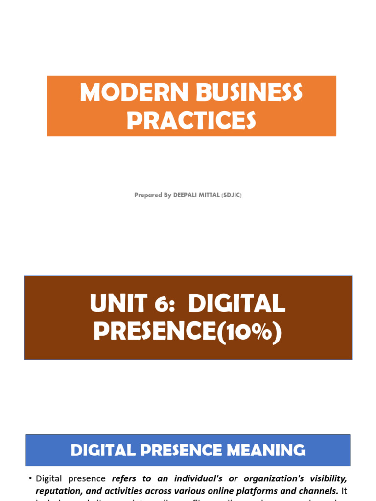 Unit - Digital Presence | PDF