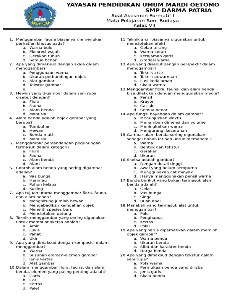 Soal Asesmen 1 SBK | PDF