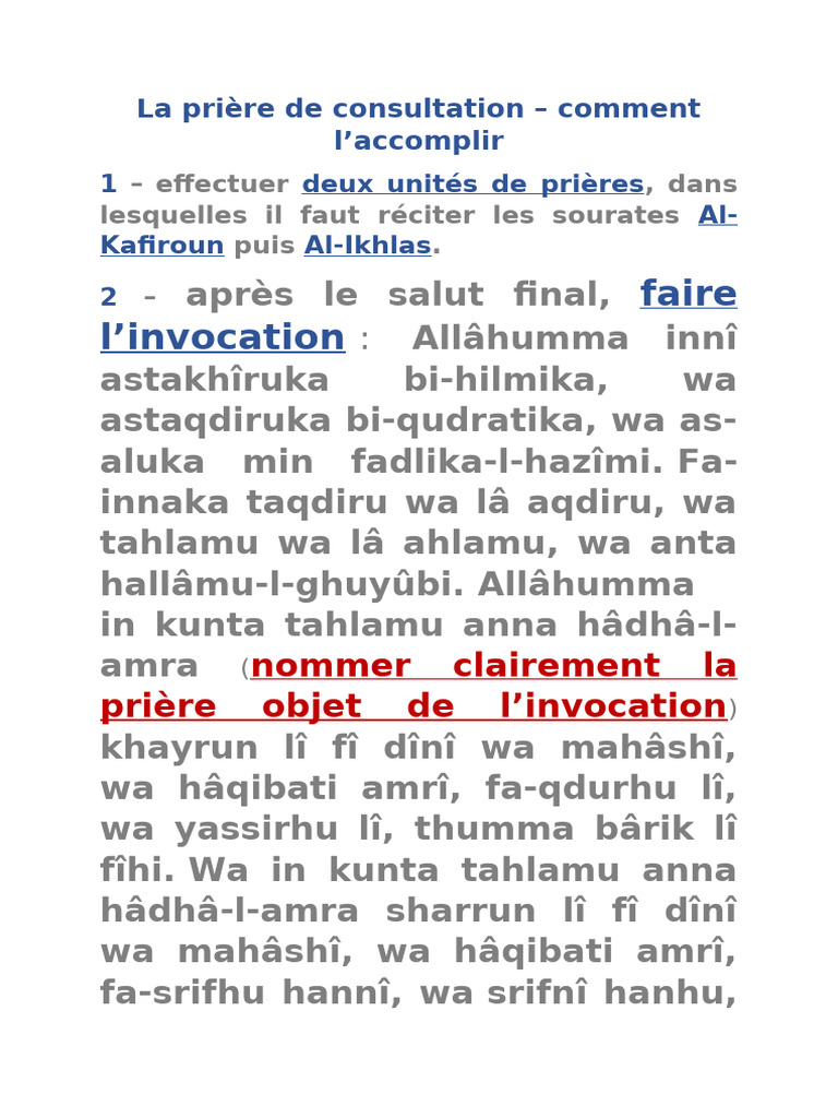 La Prière de Consultation | PDF