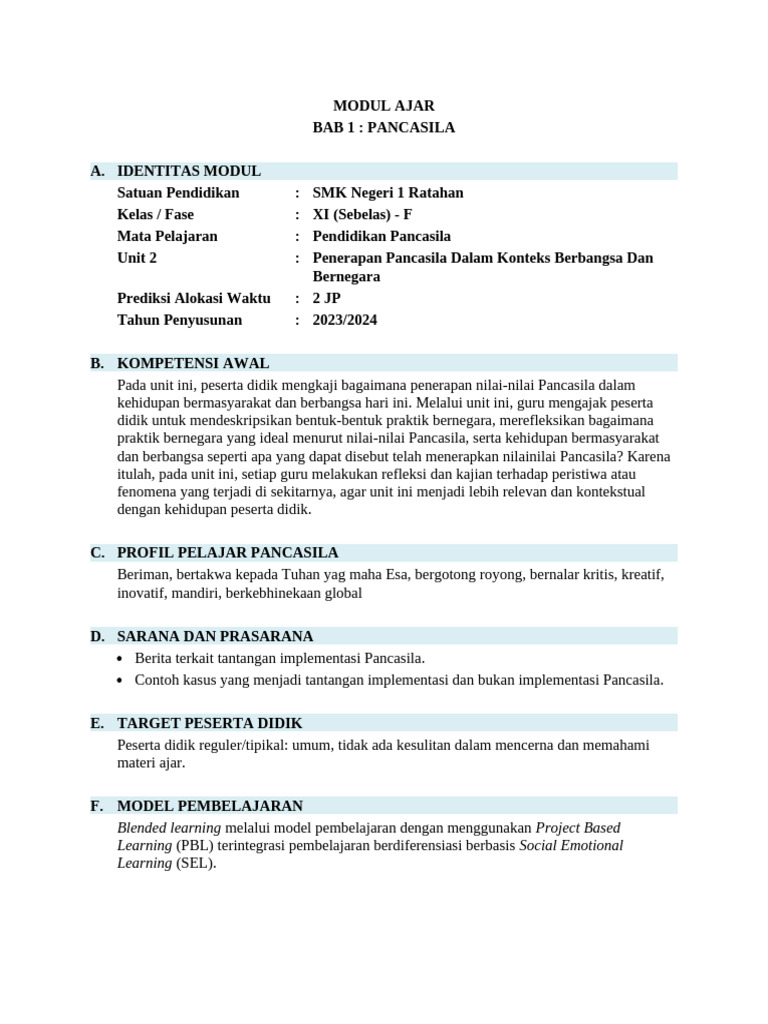Modul Ajar Edit 2 | PDF