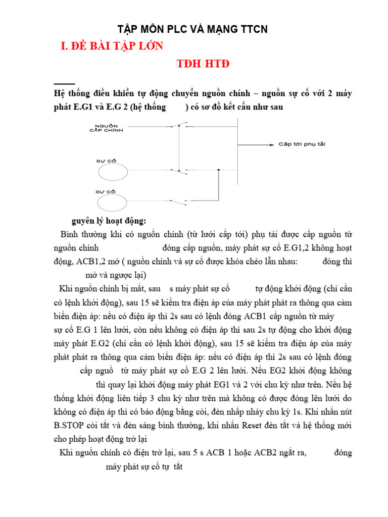 ĐỀ BTL PLC 23-24 | PDF