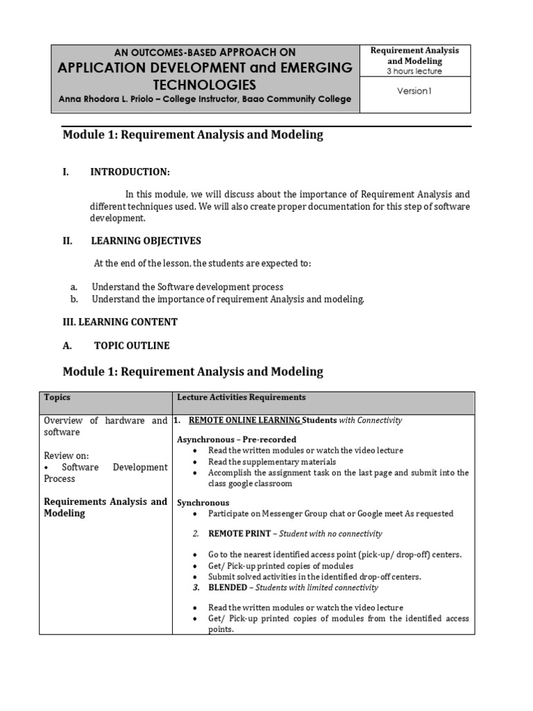 Module 1 Requirement Analysis and Modeling | PDF