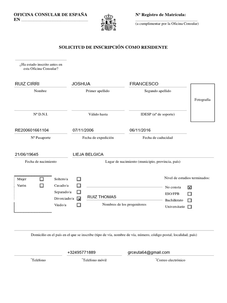 Solicitud de Inscripcion Como Residente - v3 | PDF | Gobierno | Justicia