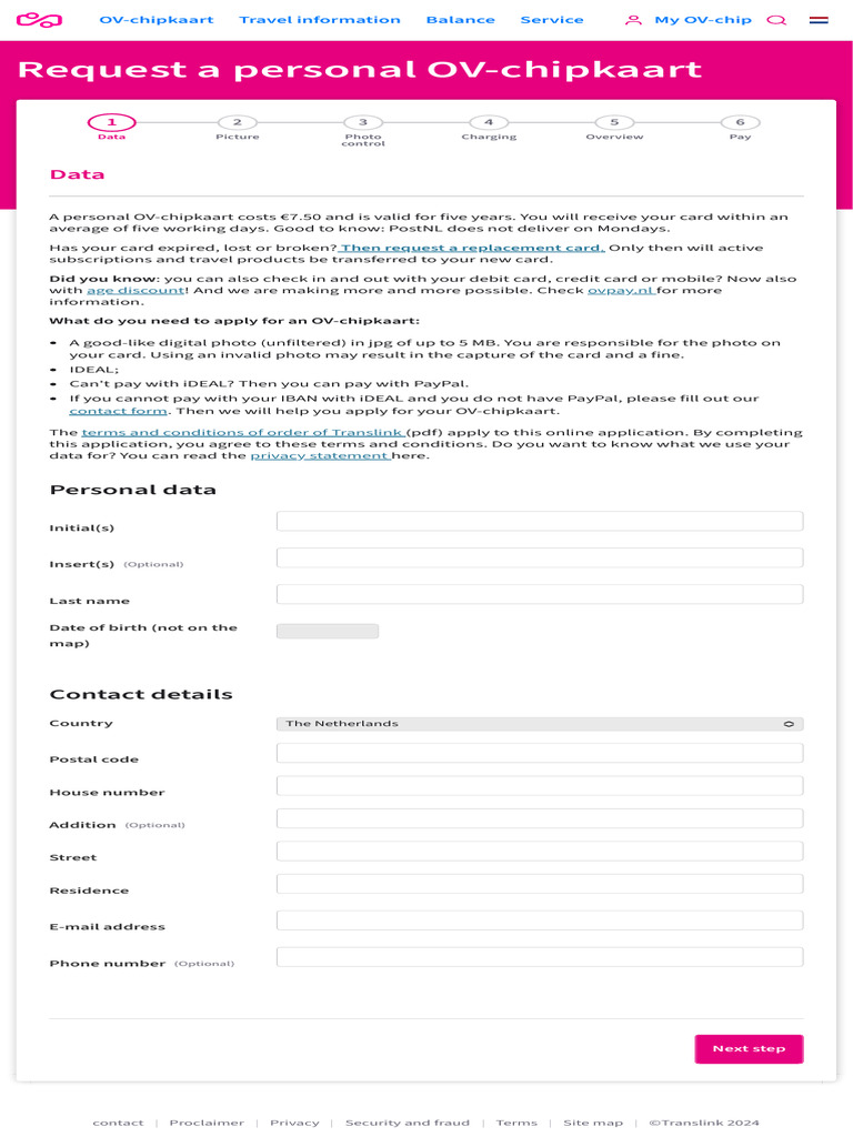 Request A Personal OV-chipkaart - OV-chipkaart - NL | PDF