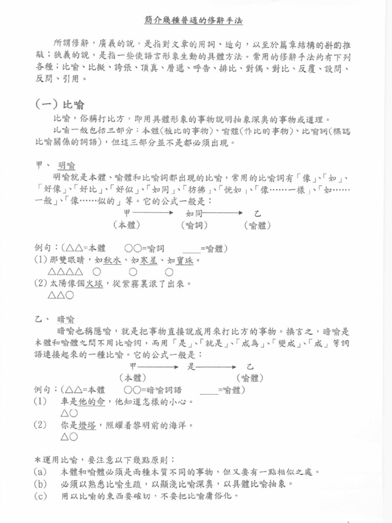 DGJS P6 Chinese 修辭筆記1 | PDF