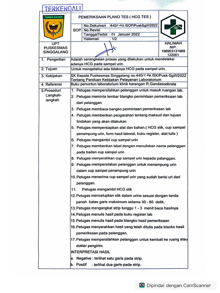 Sop Pemeriksaan Plano Test | PDF