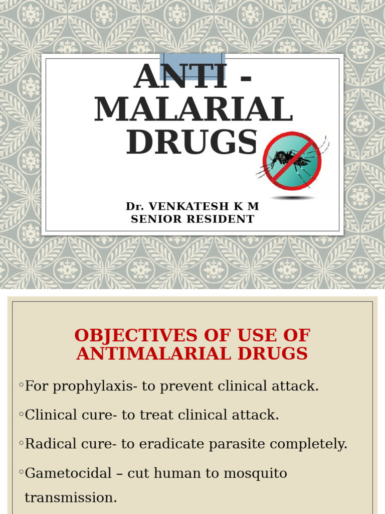Antimalarial Drugs MBBS | PDF