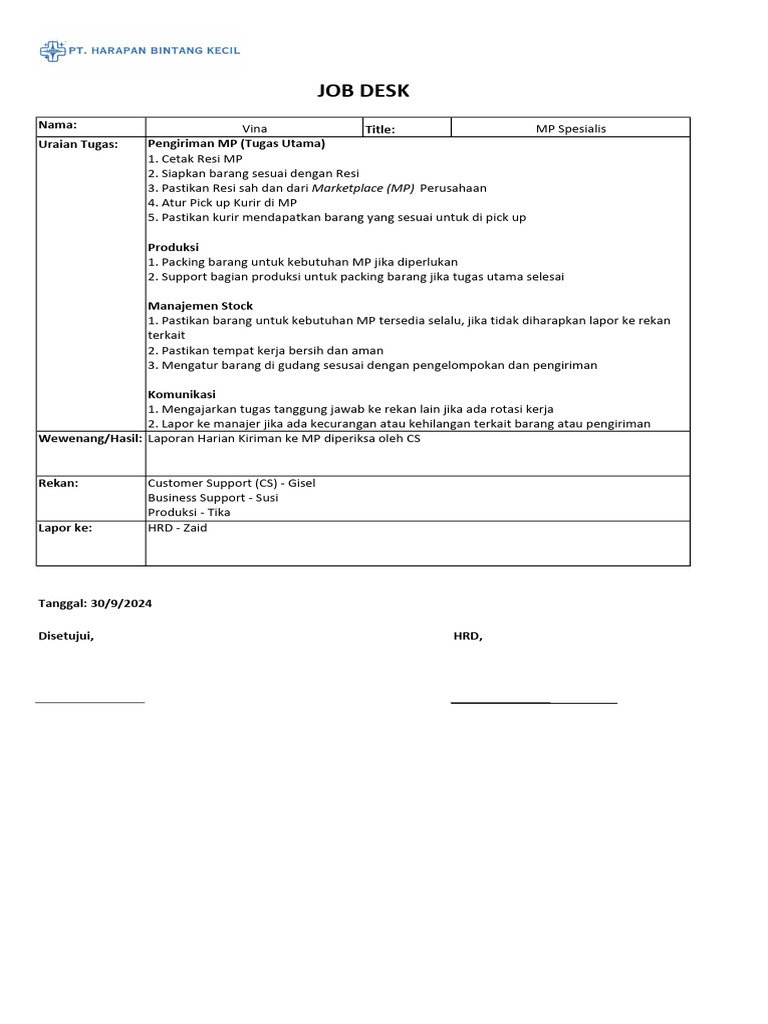Job Desk MP | PDF