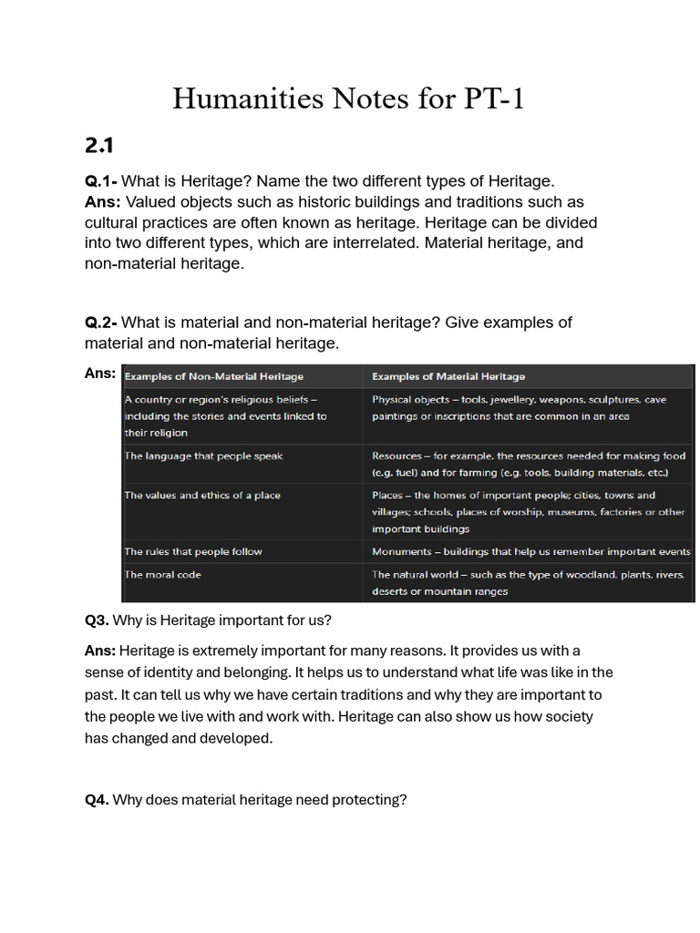 Humanities Notes For PT-1 | PDF