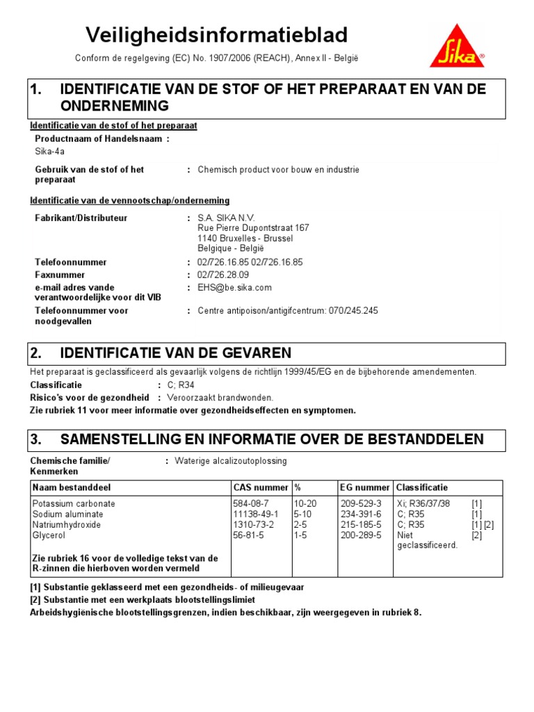 Msds Sika 4a NL | PDF