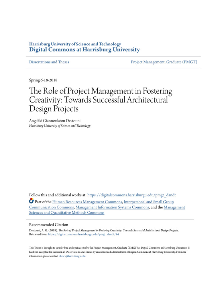 The Role of Project Management in Fostering Creativity: Towards Successful Architectural Design ...