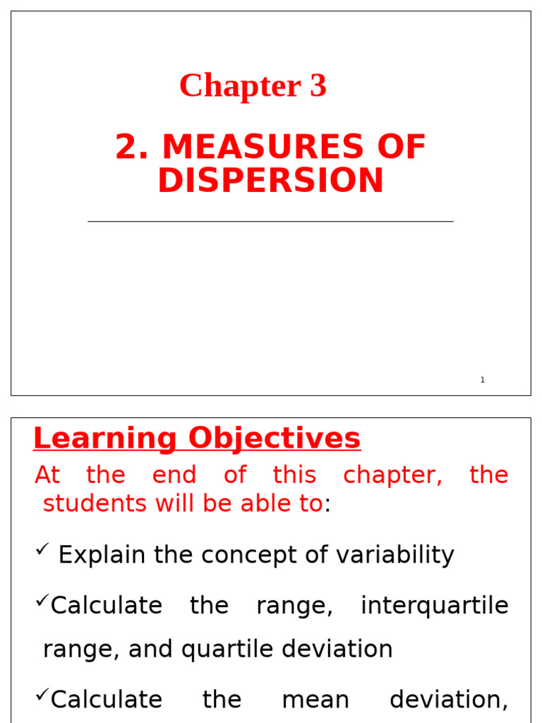Chapter 5 Measures of Dispersion | PDF | Variance | Quartile