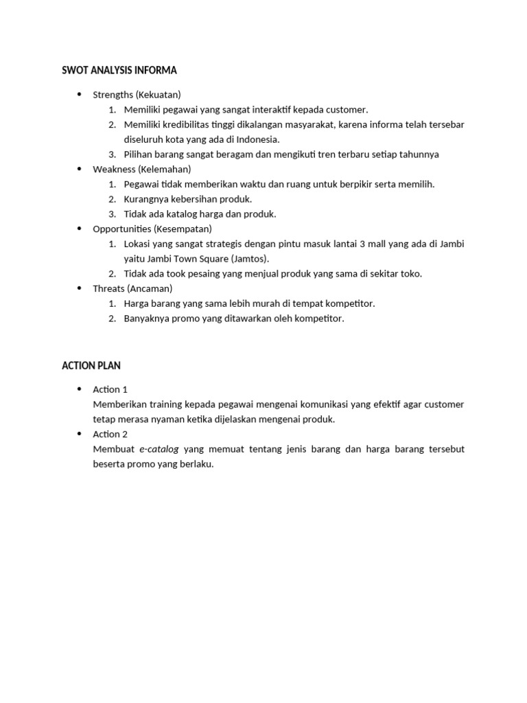 SWOT ANALYSIS INFORMA | PDF
