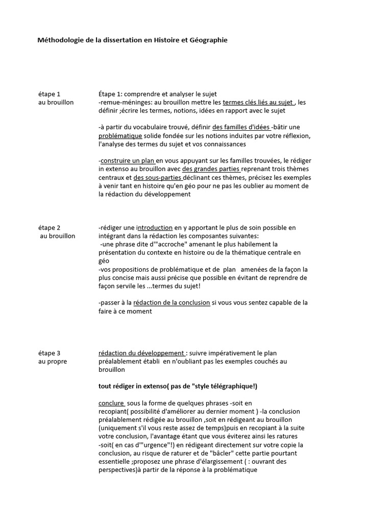 Méthodologie de La Dissertation en Histoire Et Géographie | PDF