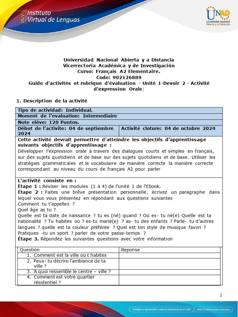 Guide Dactivités Et Rubrique Dévaluation Activité Déxpression Orale. | PDF