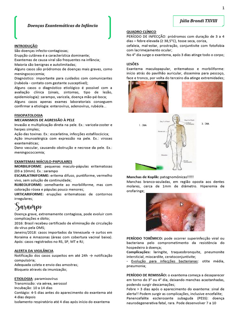 8) DoenÃ As ExantemÃ¡ticas Da InfÃ Ncia | PDF