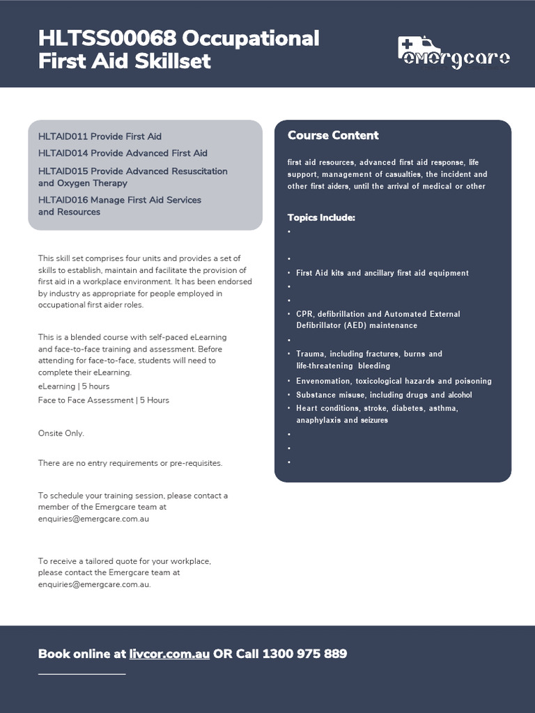 DIGITAL LivCor Occupational First Aid | PDF