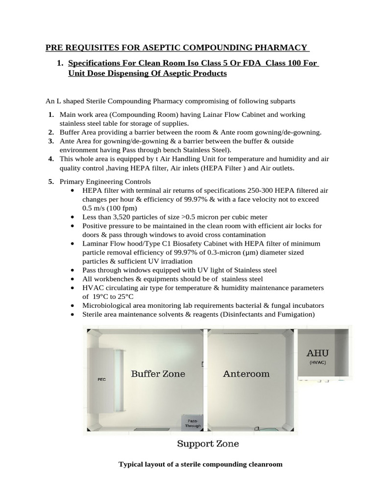 Specifications For Clean Room Iso Class 5 or Usfda Class 100 For Unit ...