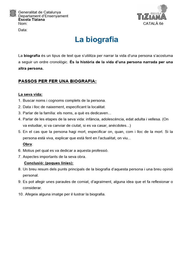 Passos Per Fer Una Bona Biografia 1245671 | PDF