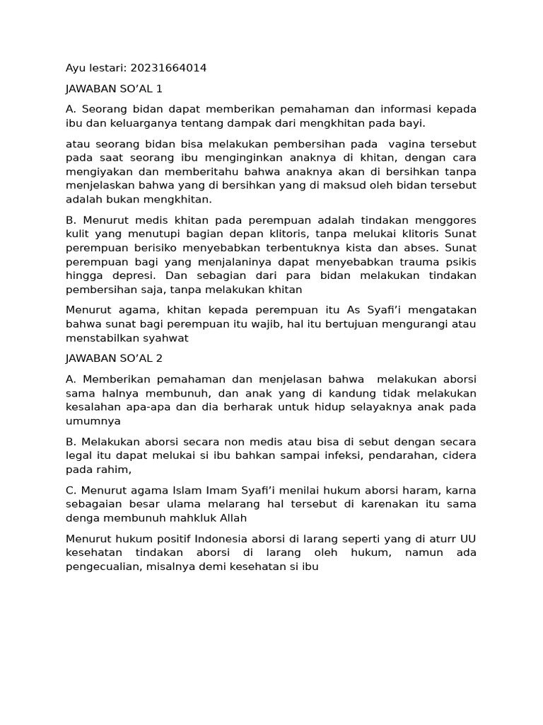 Jawaban Uas Ayu Lestari | PDF Jawaban Uas Ayu Lestari | PDF