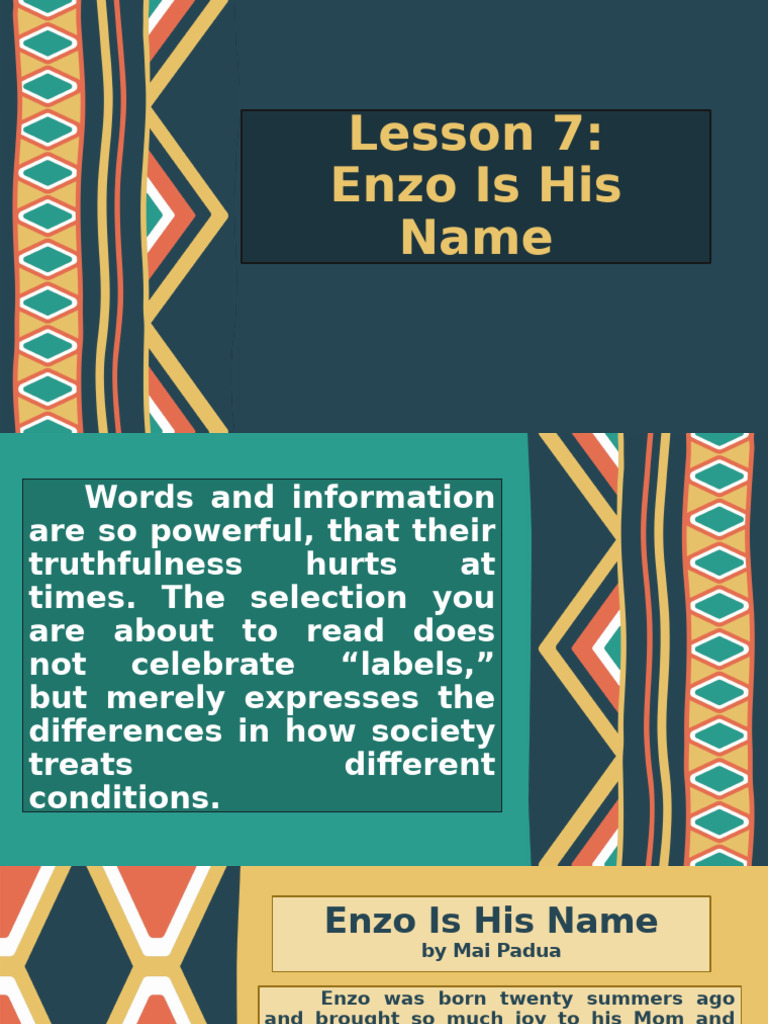 Lesson 7.2-Enzo Is His Name | PDF
