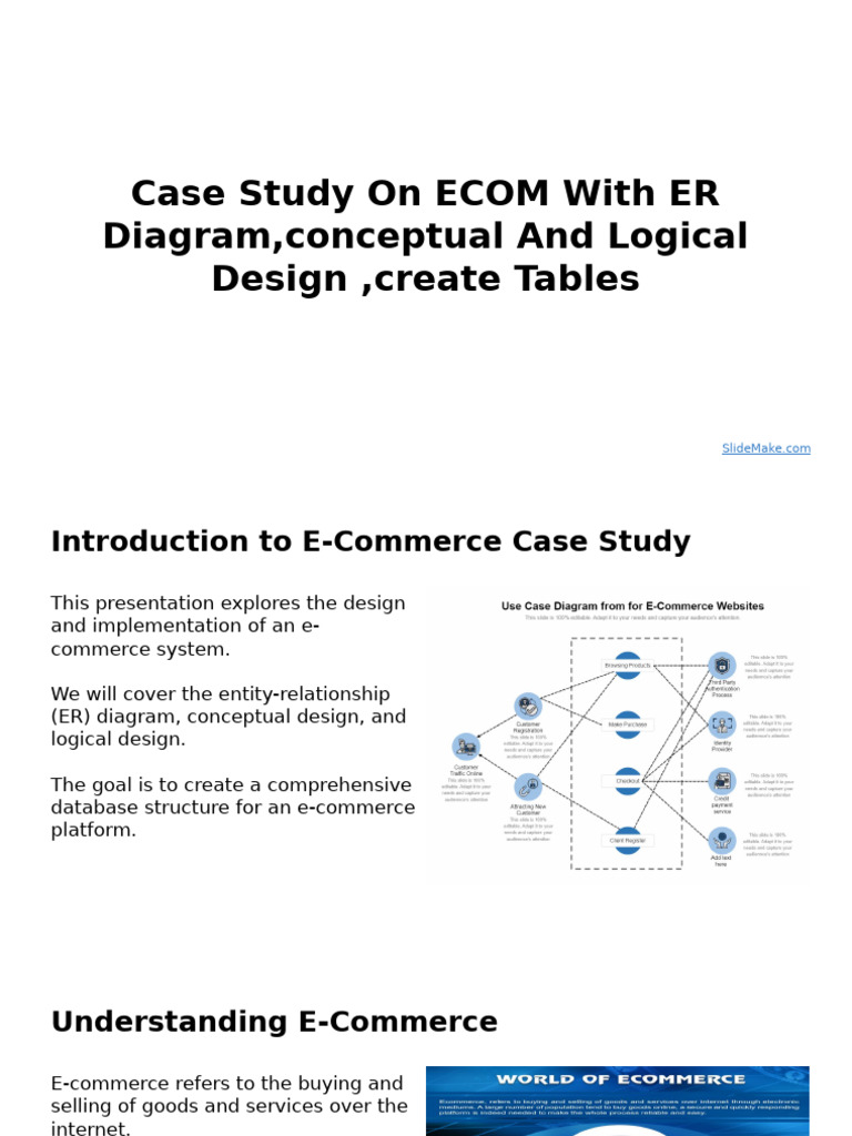 Case Study On ECOM With ER Diagram, Conceptual and Logical Design, Create Tables | PDF