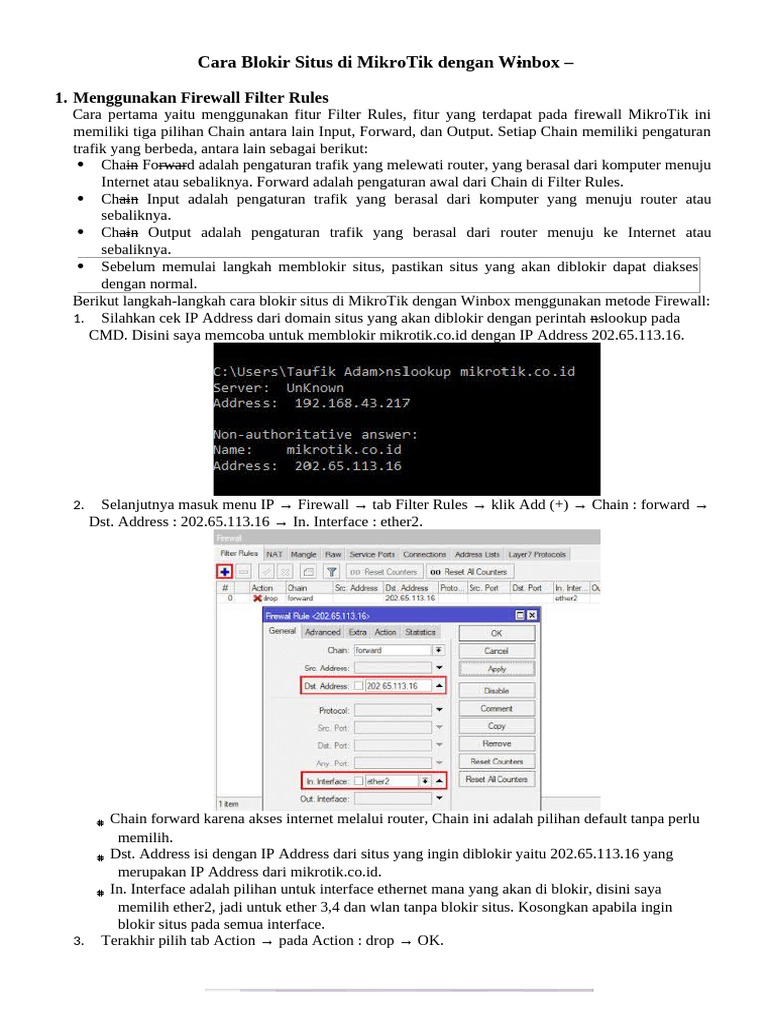 5 Cara Blokir Situs Di MikroTik Dengan Winbox - Firewall, Web Proxy ...