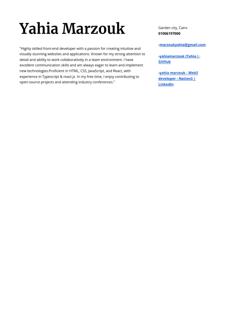 Yahia Marzouk CV | PDF