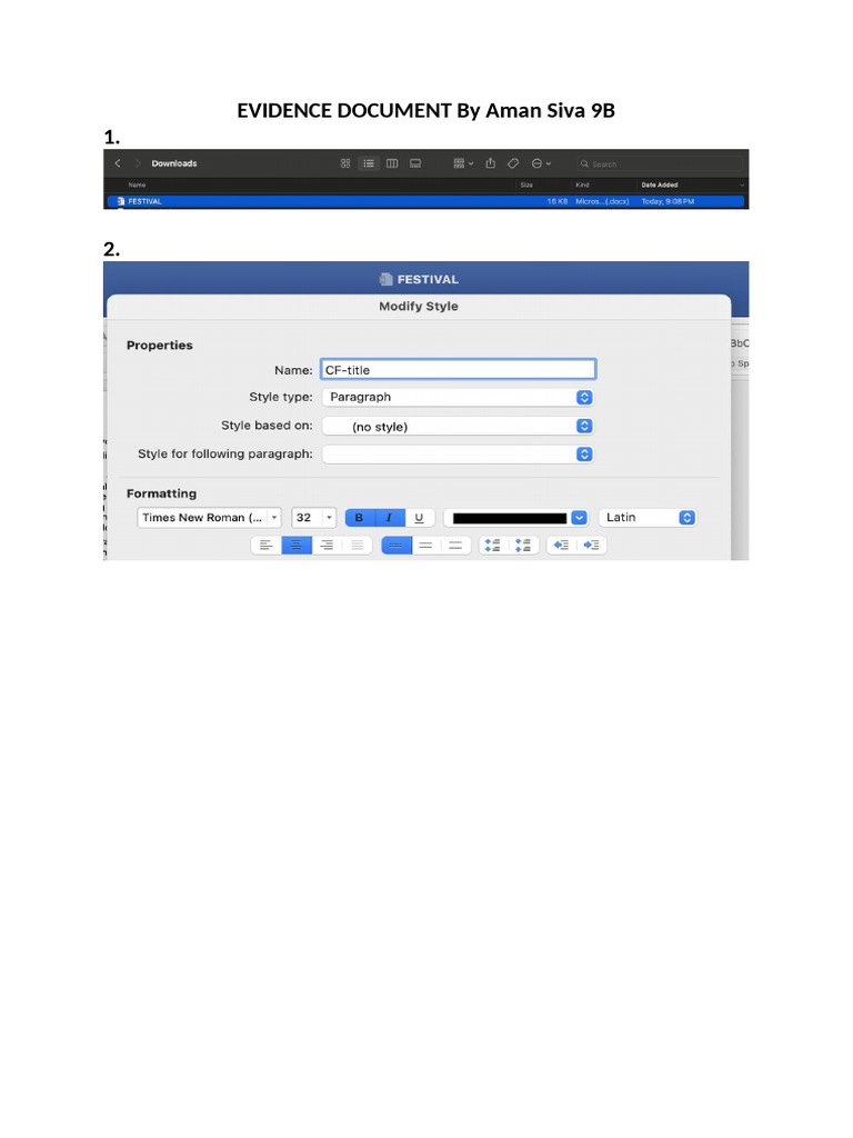EVIDENCE DOCUMENT by Aman Siva 9B | PDF