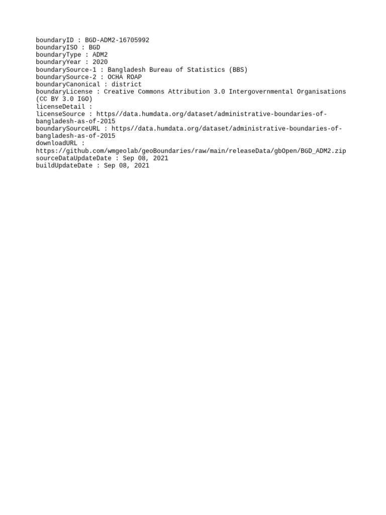 GeoBoundaries BGD ADM2 MetaData | PDF