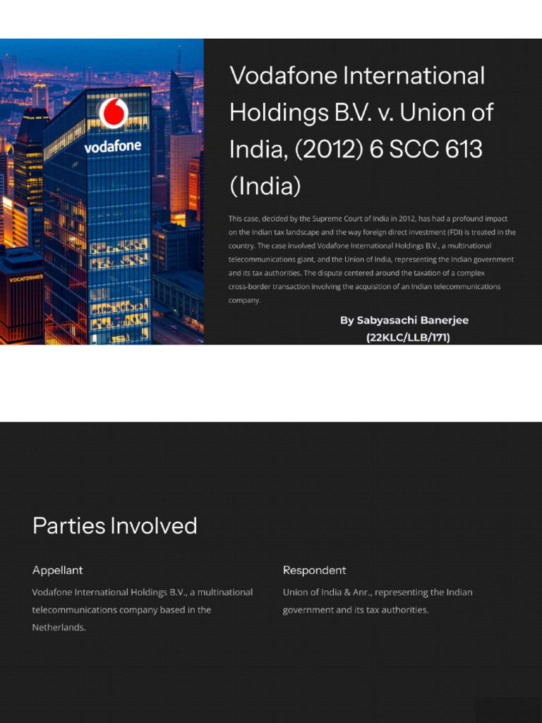 Vodafone International Holdings BV V Union of India Page 0001 | PDF