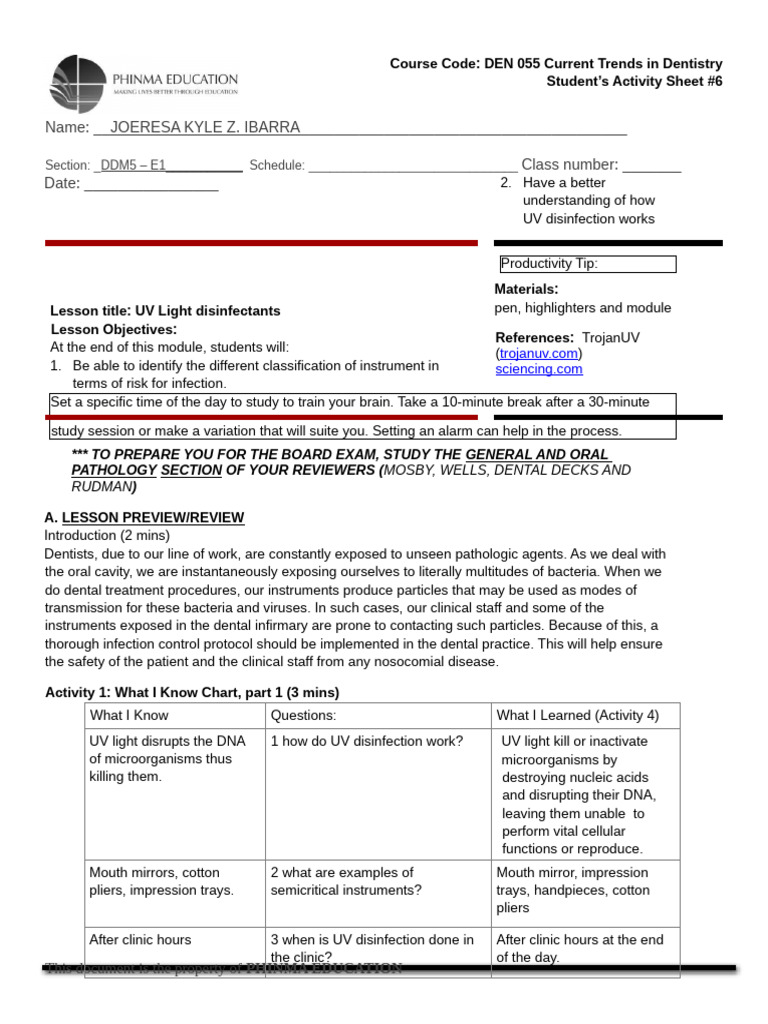 Sas Module 6 - Uv Disinfectant | PDF