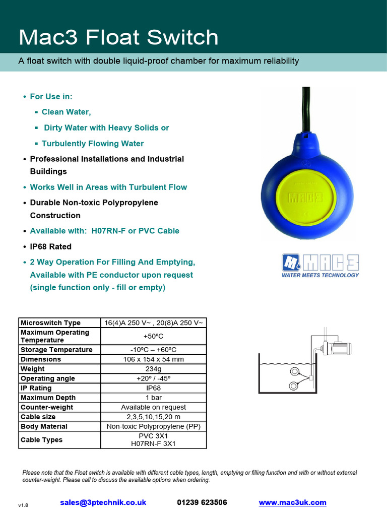 50. Mac3 - Phao Điện Báo Mức Nước Float Switches v1.8 | PDF