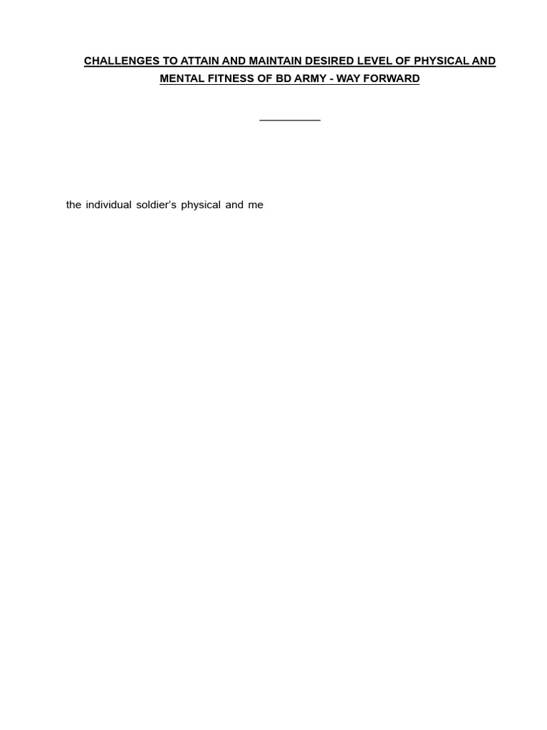 Challenges To Attain and Maintain Desired Level of Physical and Mental ...