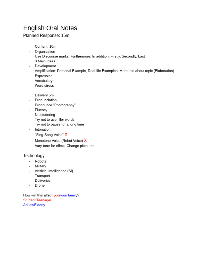 English Oral Notes | PDF