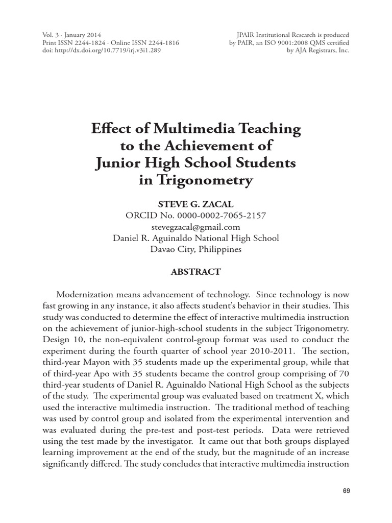 Effect of Multimedia Teaching To The Achievement o | PDF | Trigonometry ...