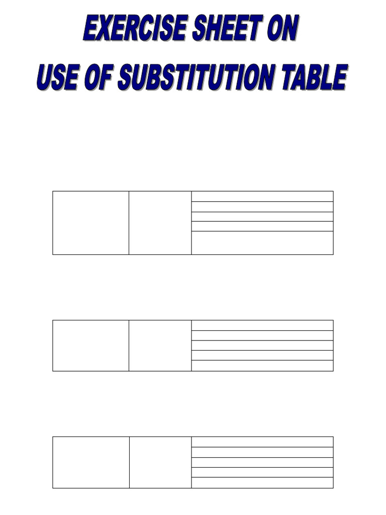 TABLE EXERCISE SHEET | PDF