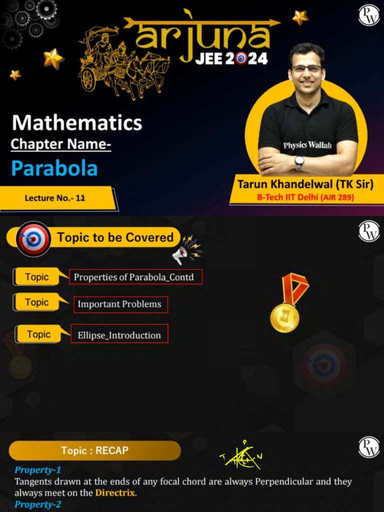 Parabola 11 Class Notes PDF | PDF