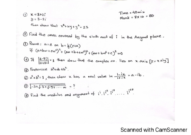 Complex No Exam 01 | PDF