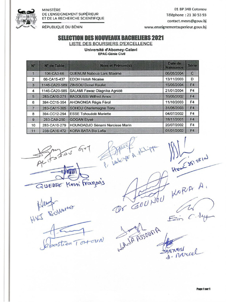 UAC EPAC Boursiers Excellence | PDF