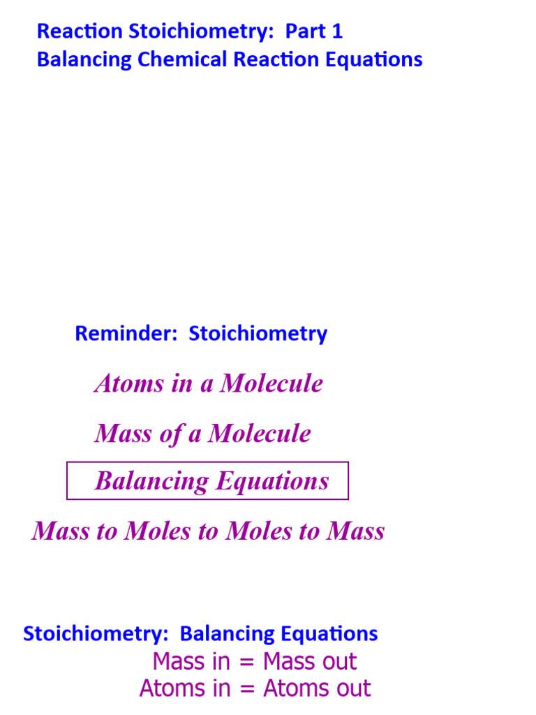 Balancing Chemical Reaction Equations | PDF
