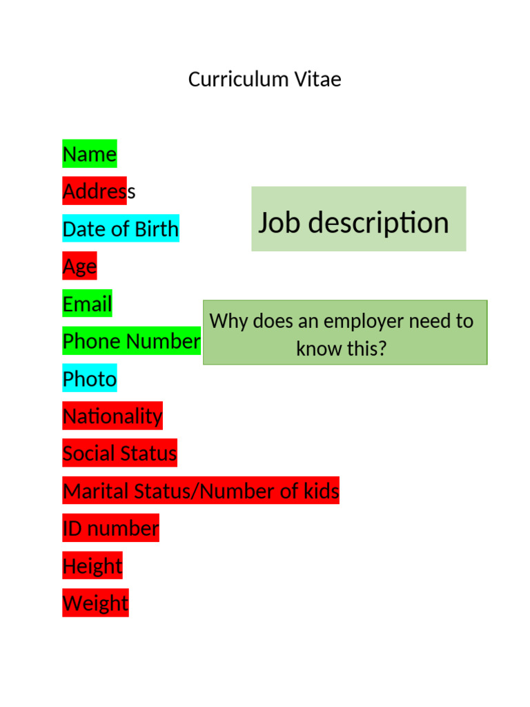 Heading in A Curriculum Vitae | PDF